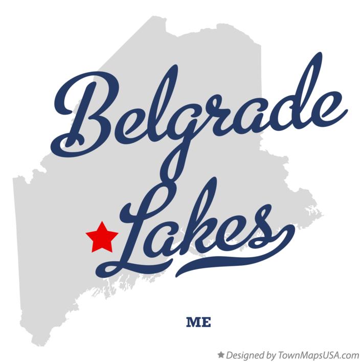 Map of Belgrade Lakes, ME, Maine
