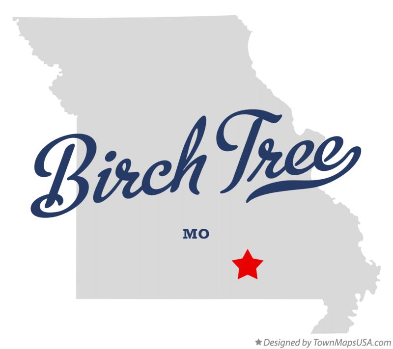 Map of Birch Tree, MO, Missouri