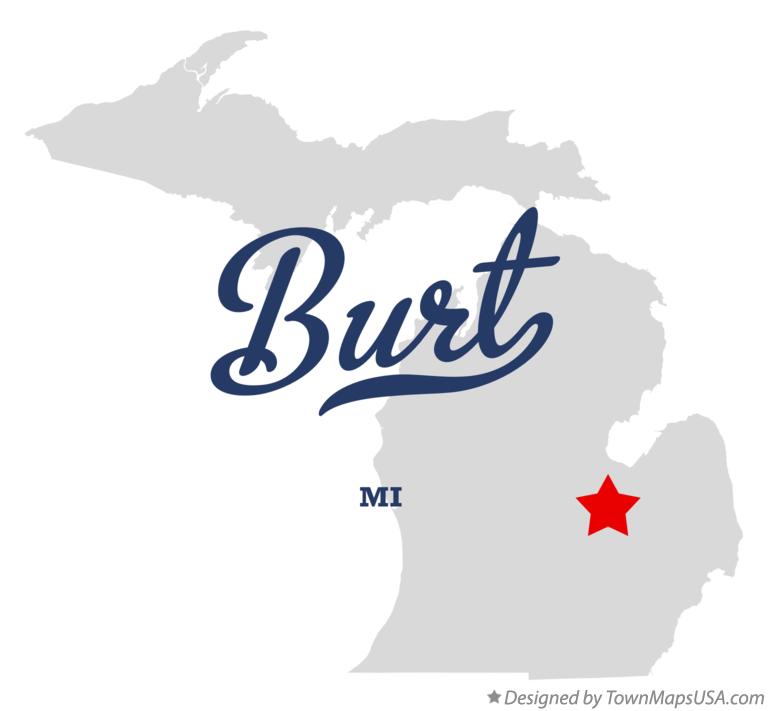 Map of Burt, Saginaw County, MI, Michigan
