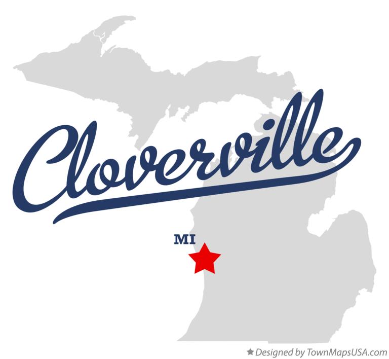 Map of Cloverville, MI, Michigan