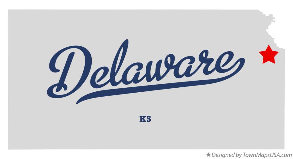 Map of Delaware, Wyandotte County, KS, Kansas