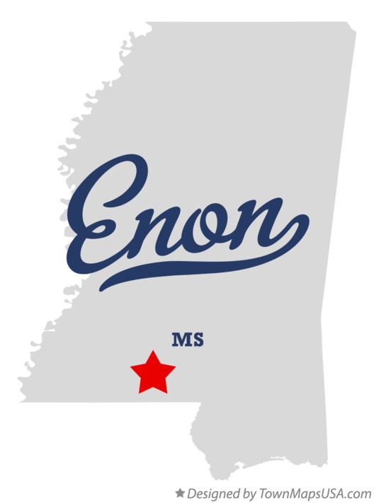 Map of Enon, MS, Mississippi