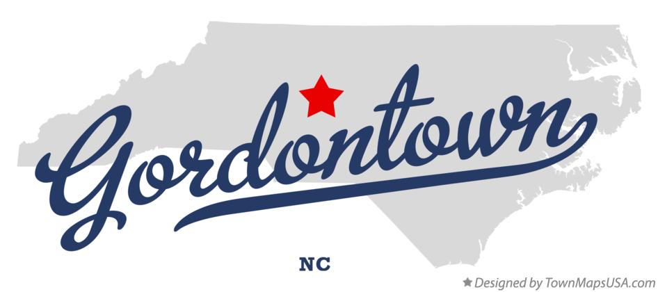 Map of Gordontown, NC, North Carolina