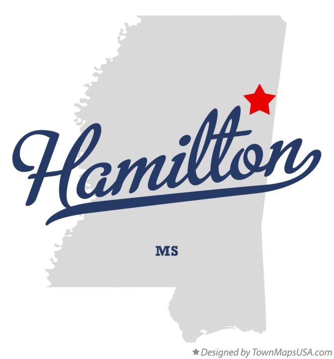 Map of Hamilton, MS, Mississippi
