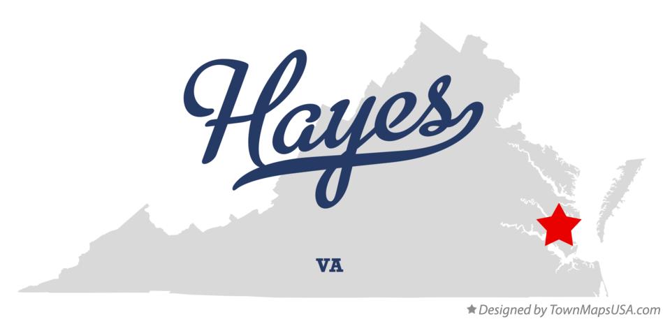 Map of Hayes, VA, Virginia