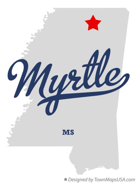 Map of Myrtle, MS, Mississippi