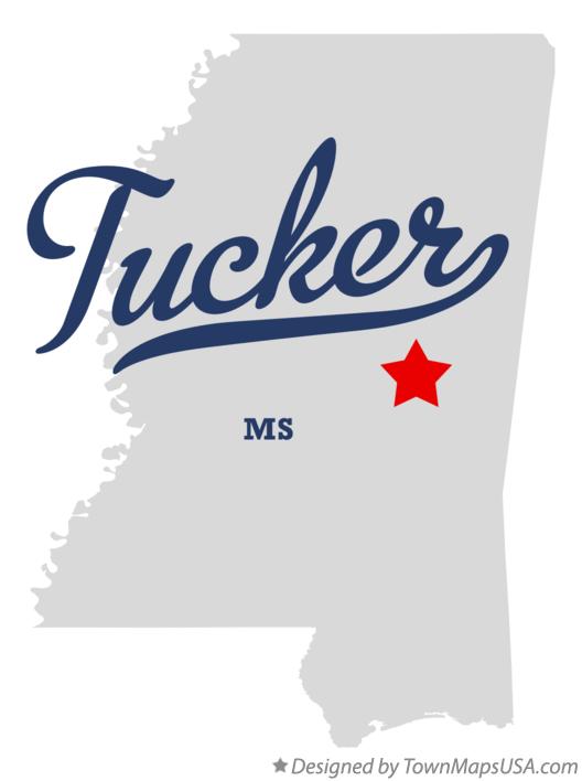 Map of Tucker, MS, Mississippi